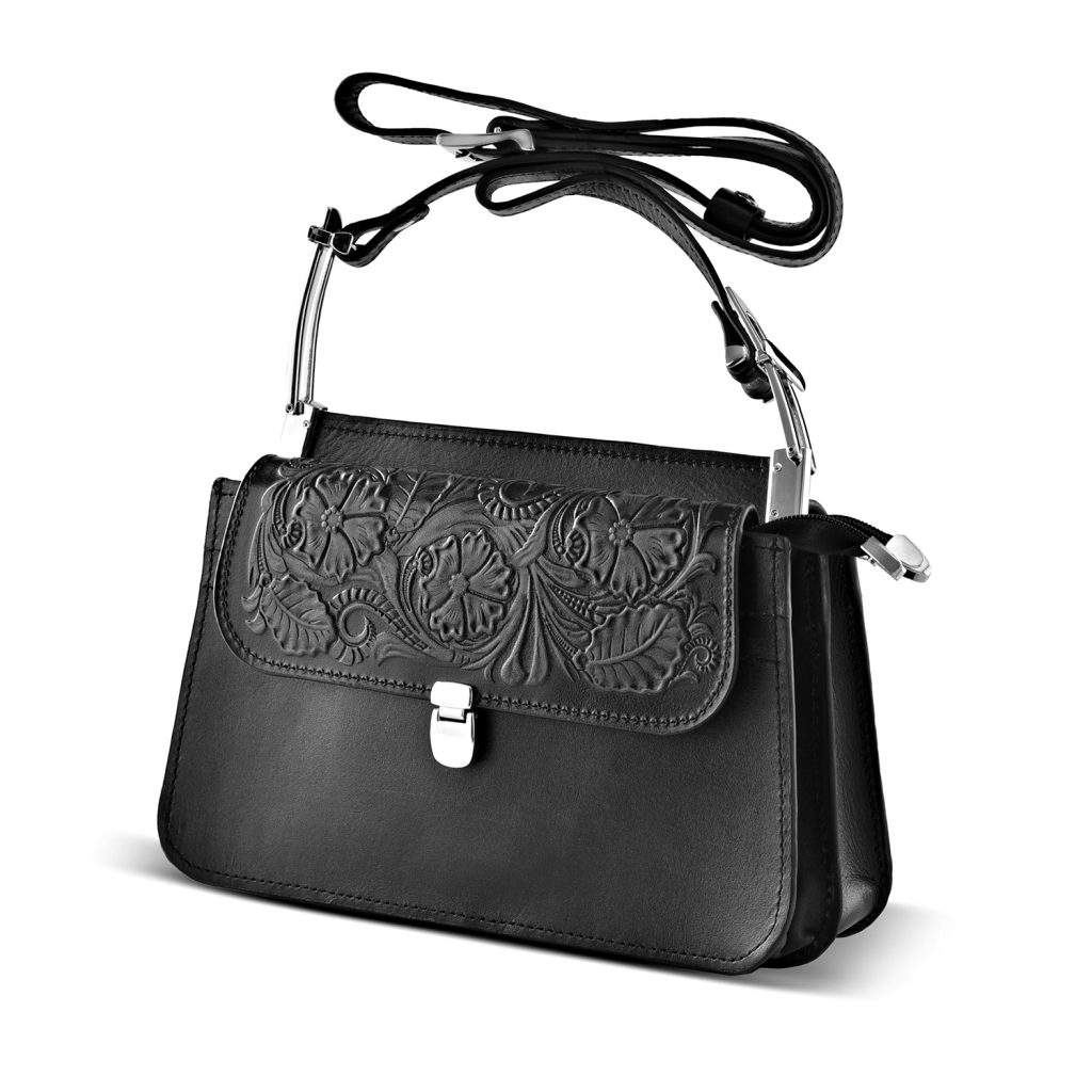 کیف زنانه دو سر خانه قلم کاری قهوه ای کد 207048 | چرم نگار